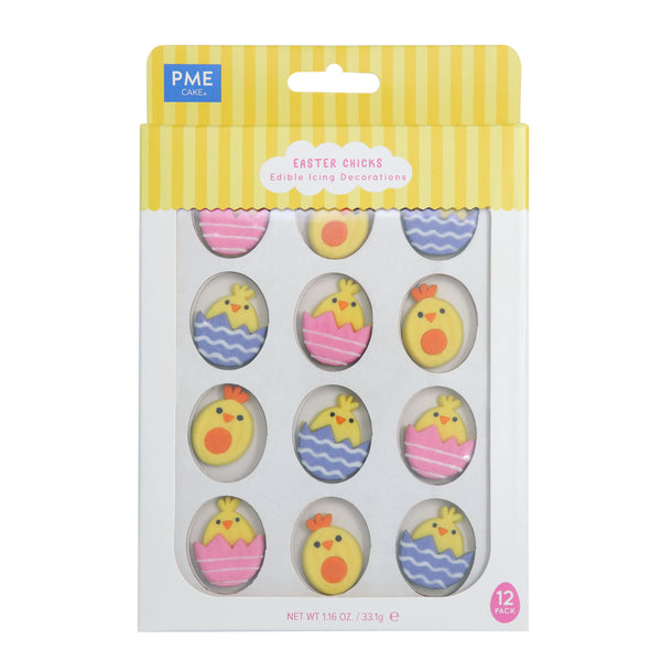 EASTER EDIBLE SUGAR DECORATIONS - EASTER CHICKS, SET OF 12 - Stef Chef